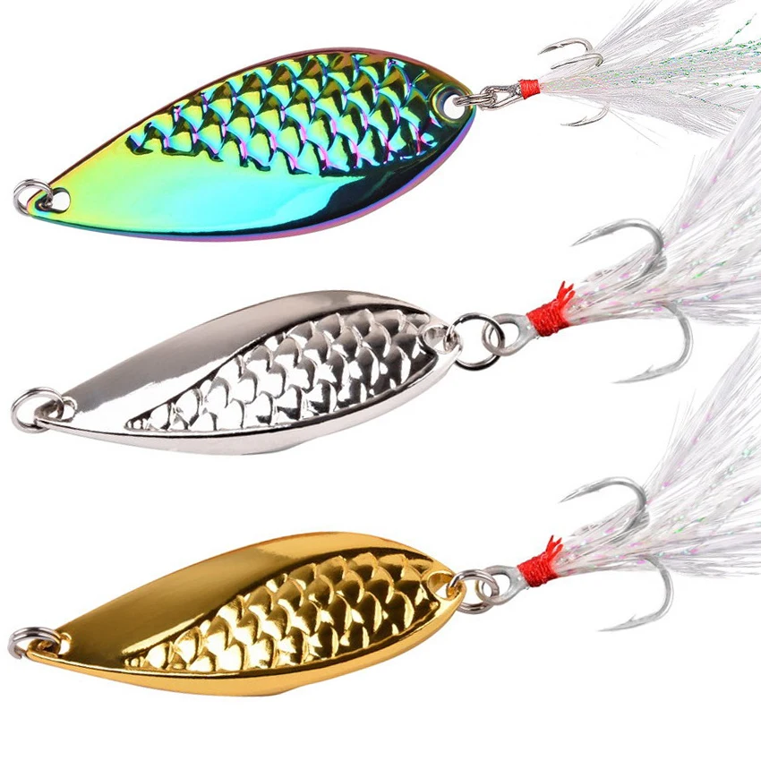 3pcs Metal Spinner Spoon Fishing Lure Hard Baits Sequins Noise ...
