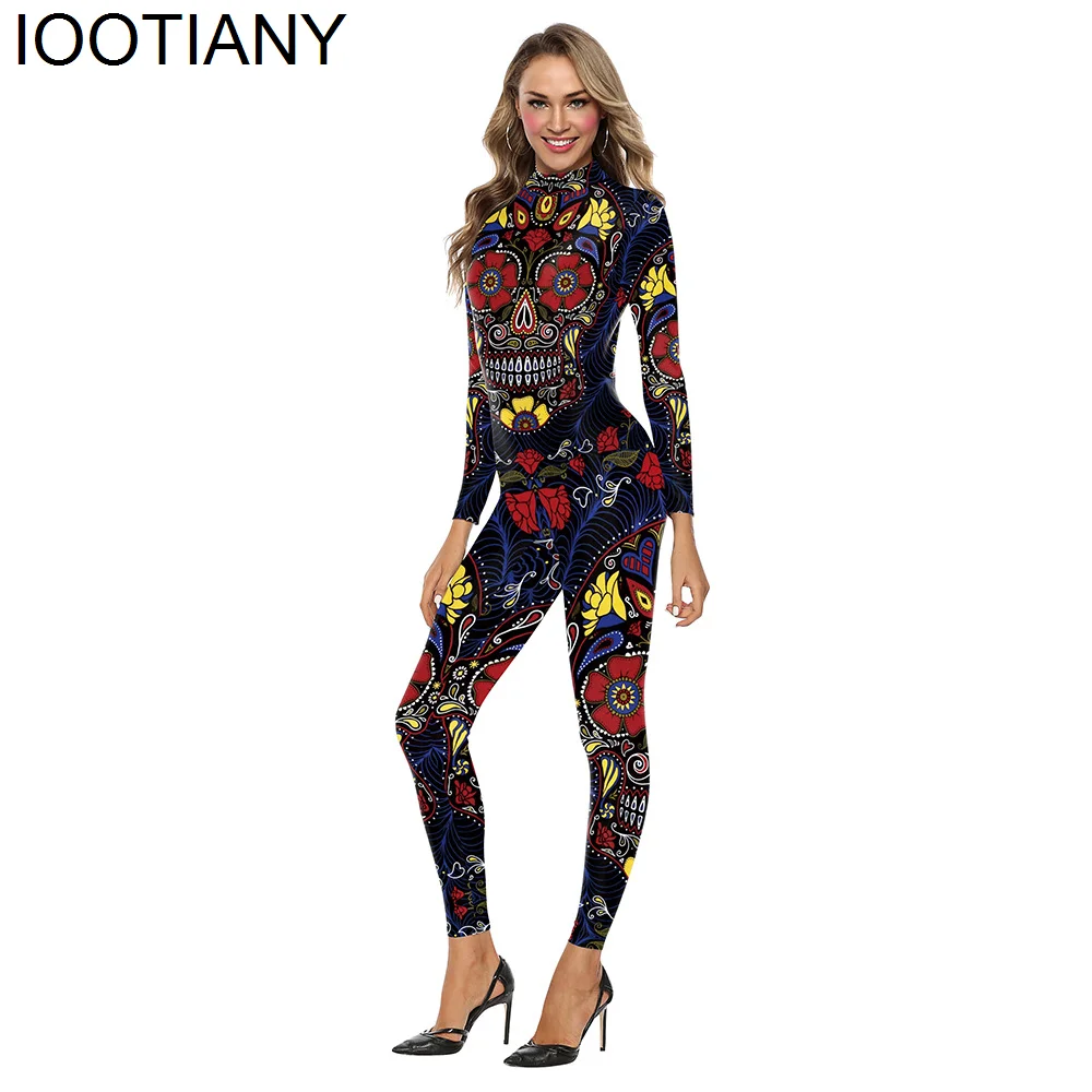 OOTIANY-Gothic-Style-Skull-New-Pattern-3D-Print-Sexy-Bodysuits-Women ...