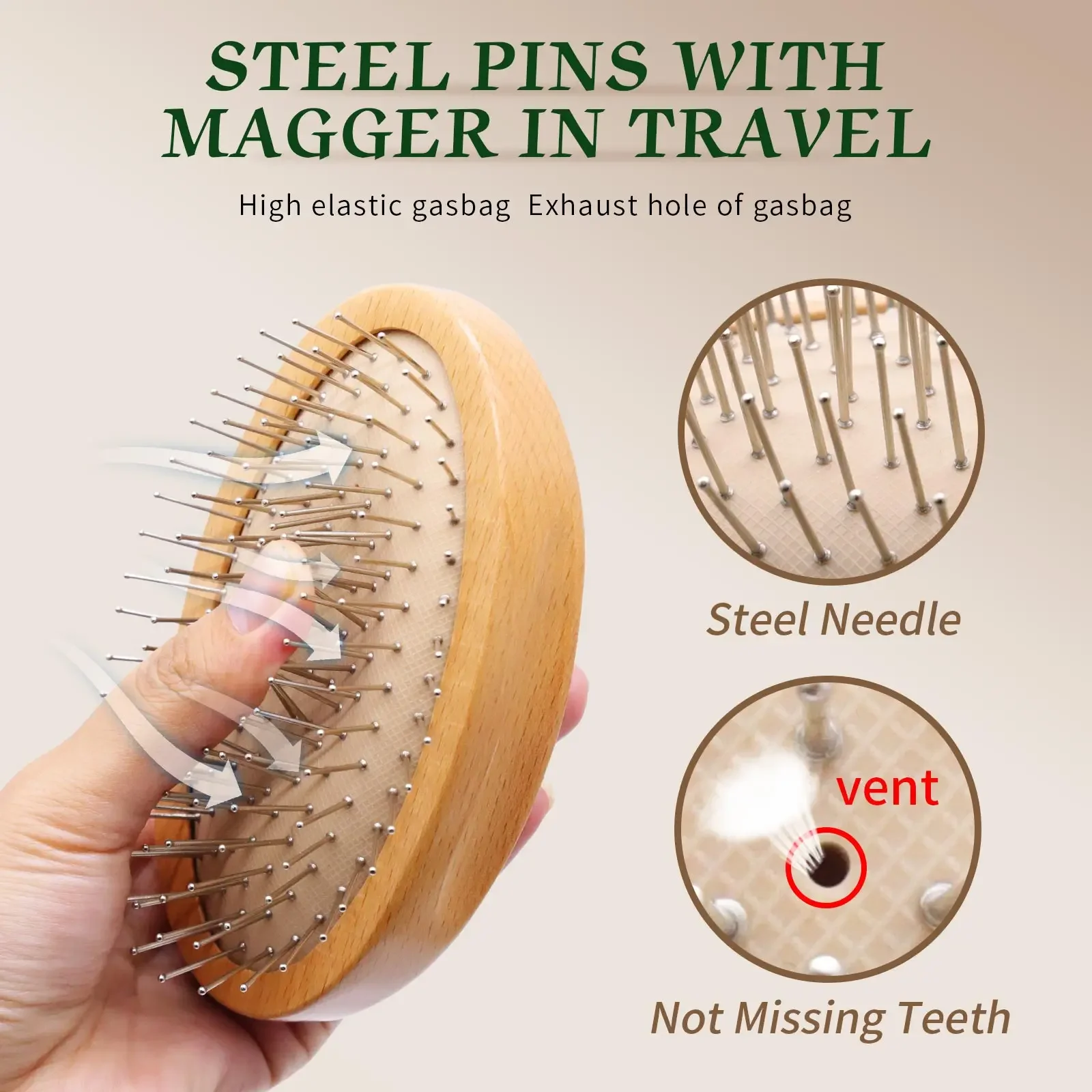 Steel-Hair-Brush-Women-Custom-Mini-Pocket-Hair-Comb-Head-Scalp-Massage ...