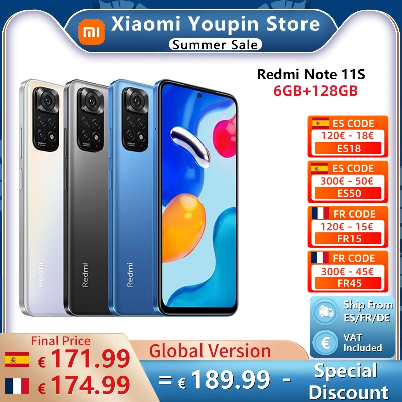 Xiaomi Redmi Note 11s Global Version Smartphone 6gb 128gb 90hz Fhd 6.43 ...