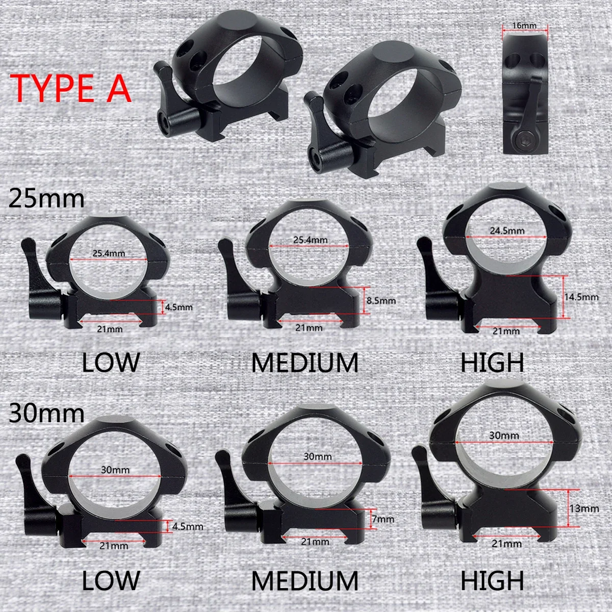 Dull-Anneaux-de-port-e-de-chasse-en-acier-d-gagement-rapide-profil-bas ...