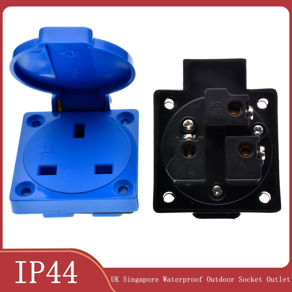 13A-250V-UK-Singapore-Waterproof-Outdoor-Socket-Outlet-50-50mm-British ...