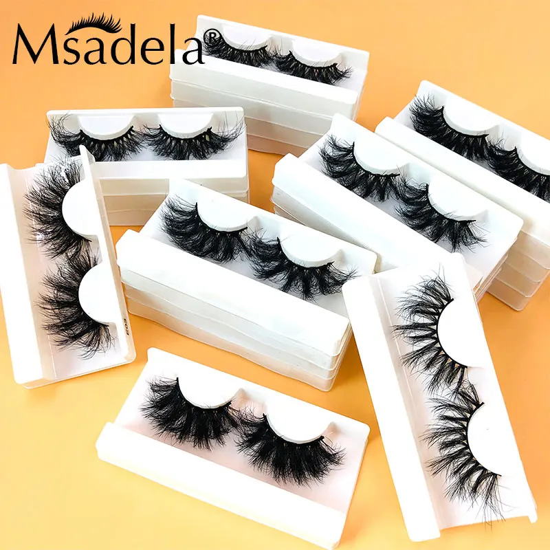 Wholesale 5D 22-25MM 100% Mink Eyelashes Bulk Wispy Fluffy False ...
