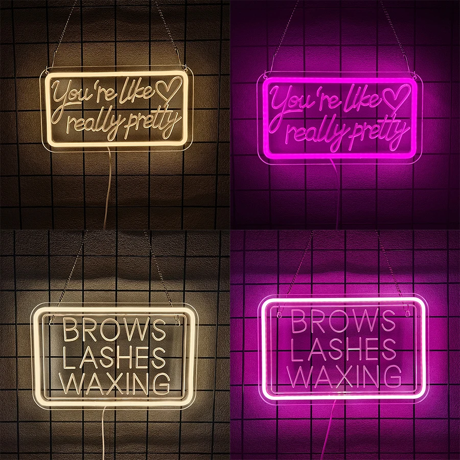 Brows Lashes Waxing Led Neon Sign, 3D Carved Letter Icon, Suitable For ...