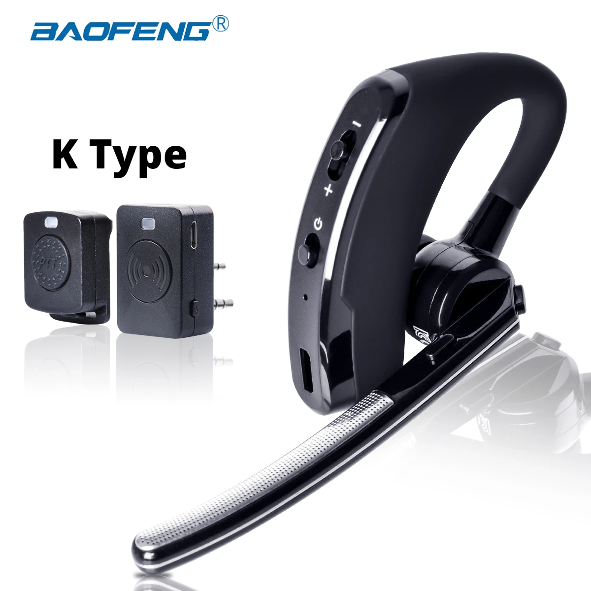 Baofeng Walkie Talkie Headset Ptt Wireless Bluetooth Earphone For Two ...