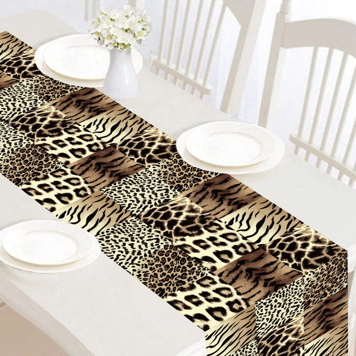 Animal Leopard Print Table Runner Cow Cheetah Table Cover Jungle Safari ...