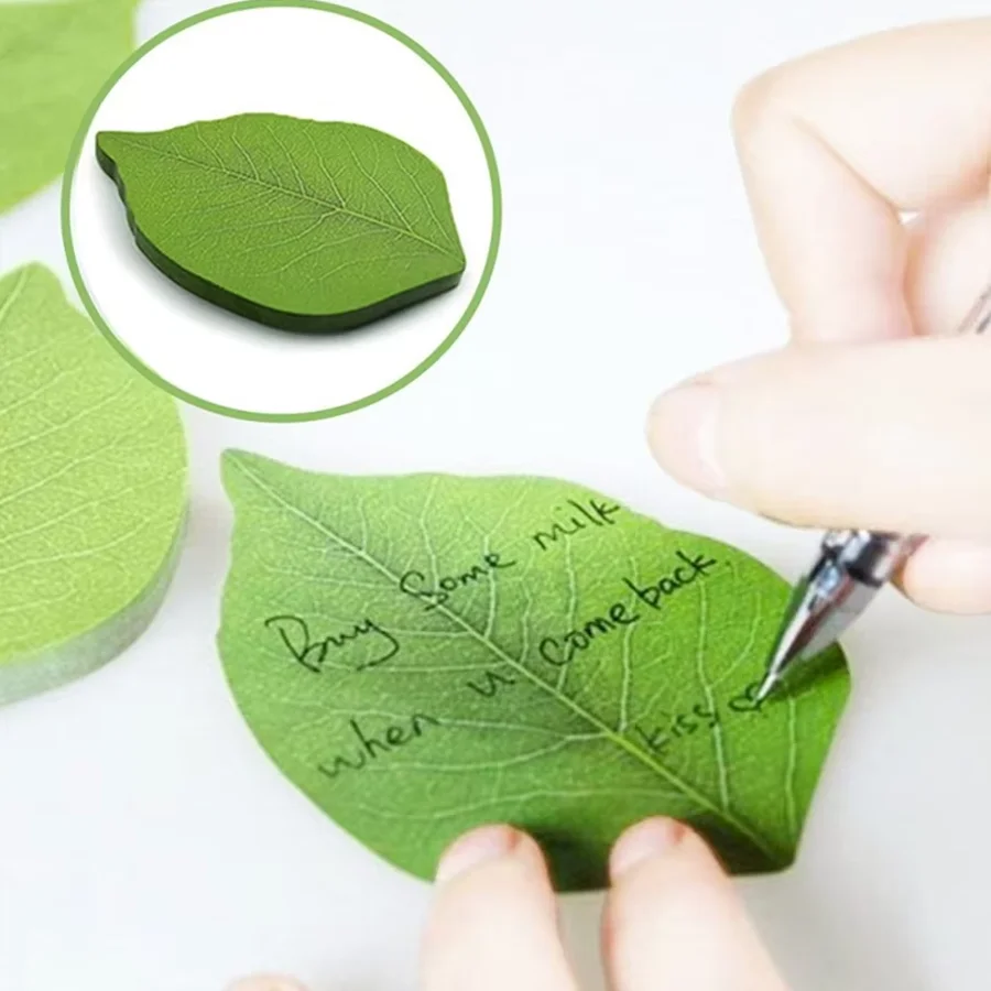 50 Sheets/Pad Creative Green Leaf Shaped Sticky Notepad, Photo Wall ...