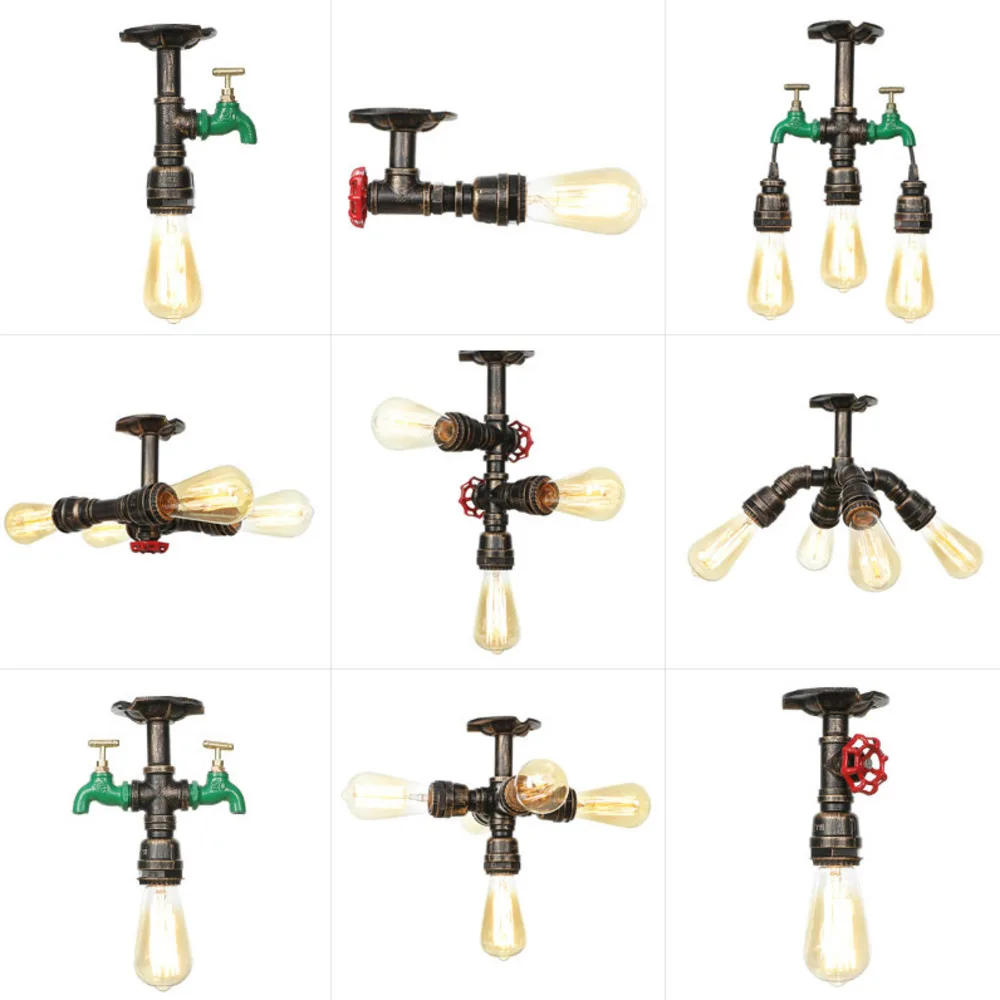 Special Creative Industrial Water pipe ceiling Light Vintage Retro Loft ...