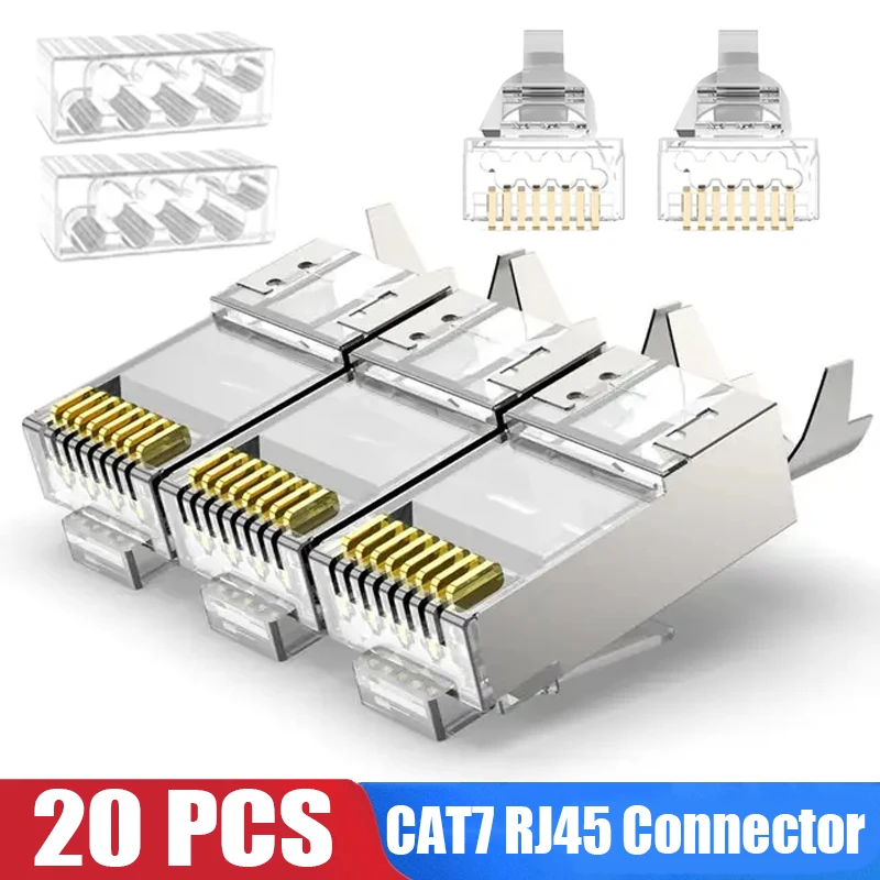 1-20PCS-Non-Pass-Through-RJ45-CAT7-Connectors-8P8C-Modular-Ethernet ...