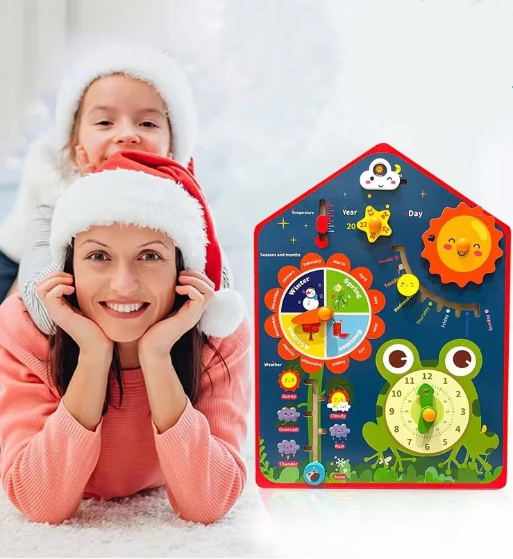 Kid Wood Toy Temperature Four Seasons Calendar for Baby Infant Early ...