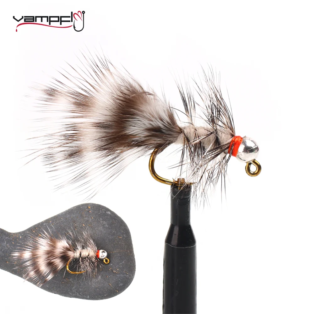 Vampfly-Tungsten-Jig-Bugger-Tan-Grizzly-Saddle-Hackle-Wet-Nymph-Jig ...
