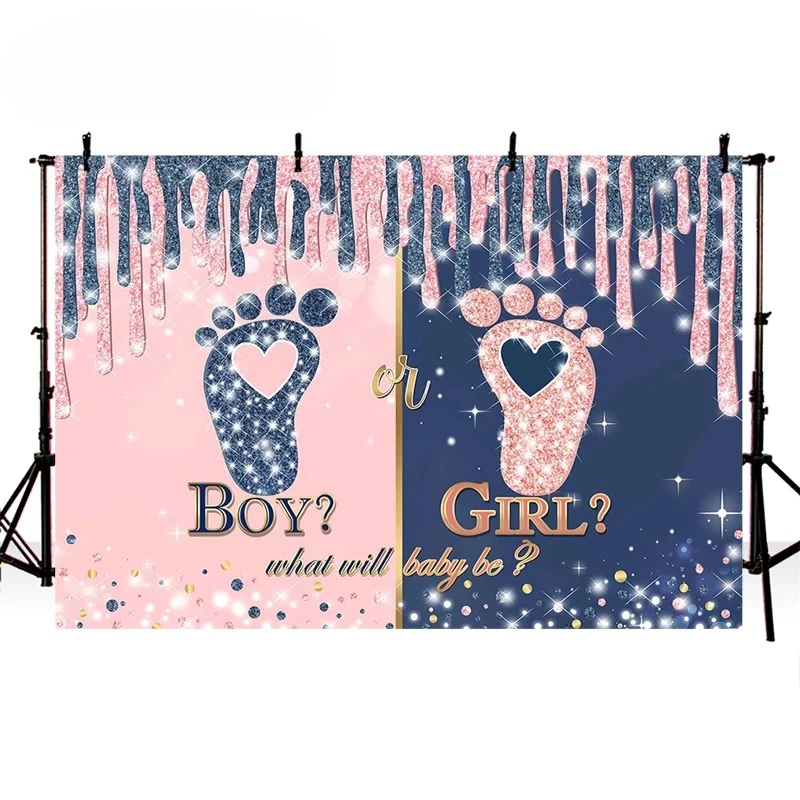 Be Born Gender Reveal Photo Background Boy Or Girl Boho Baby Shower ...