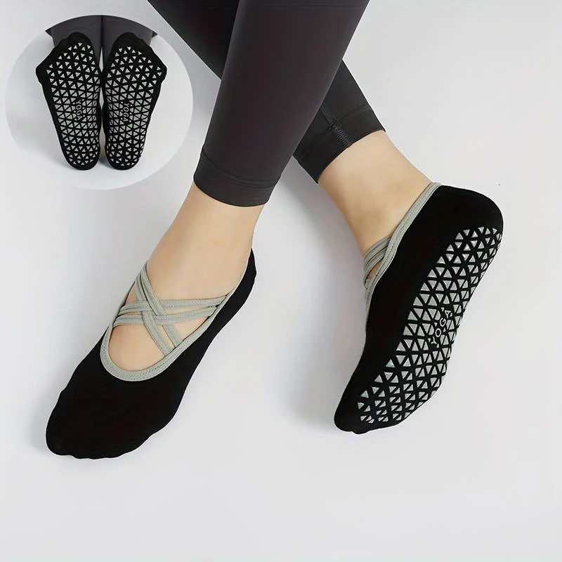 1-Pair-Anti-Skid-Yoga-Socks-with-Cross-Straps-Breathable-Sweat ...