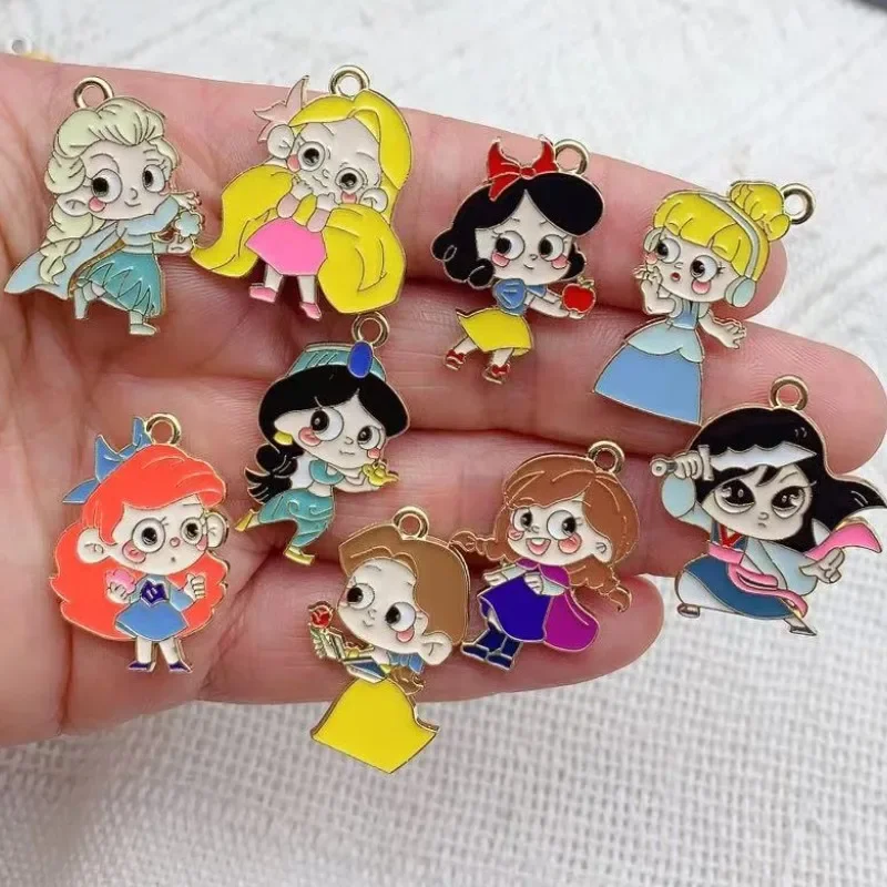 10pcs-Disney-Jewelry-Princess-Charms-Cartoon-Girl-Oil-Drop-Enamel-Metal ...