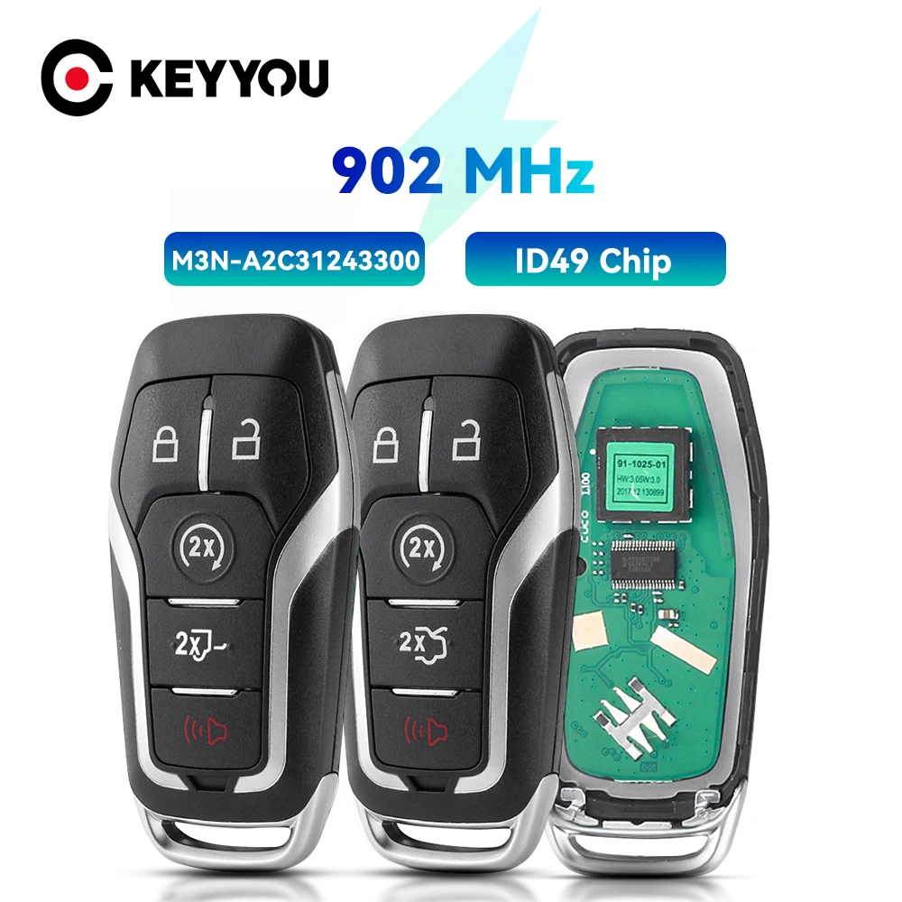 KEYYOU-With-Battery-Remote-Car-Key-For-Ford-Fusion-Explorer-Edge ...