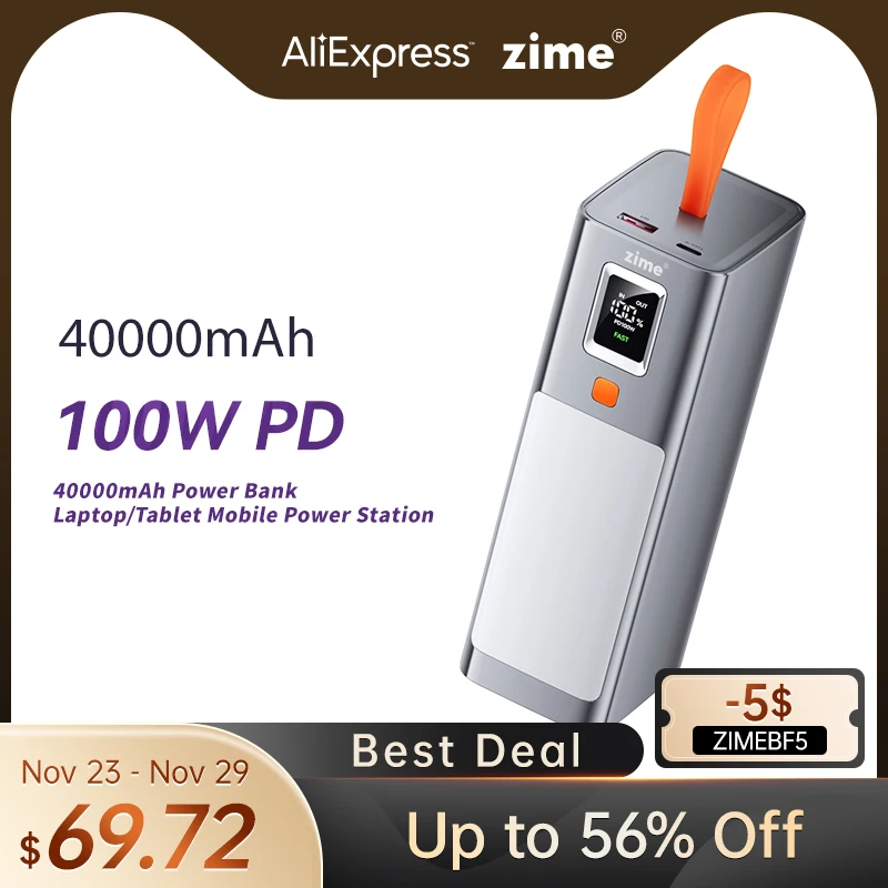 Zime-100W-Power-Bank-40000mAh-USB-Type-C-PD-Fast-Charging-Powerbank ...