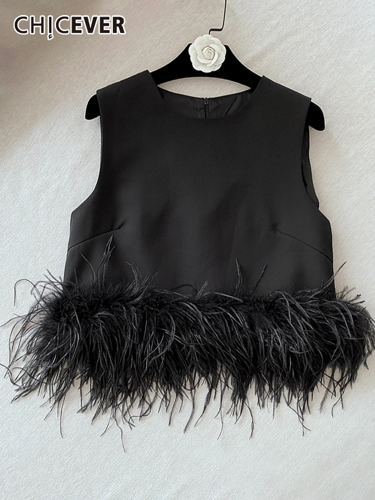 Feather Sleeveless Women Tops | Tank Top Feathers Women | Chic Feather ...