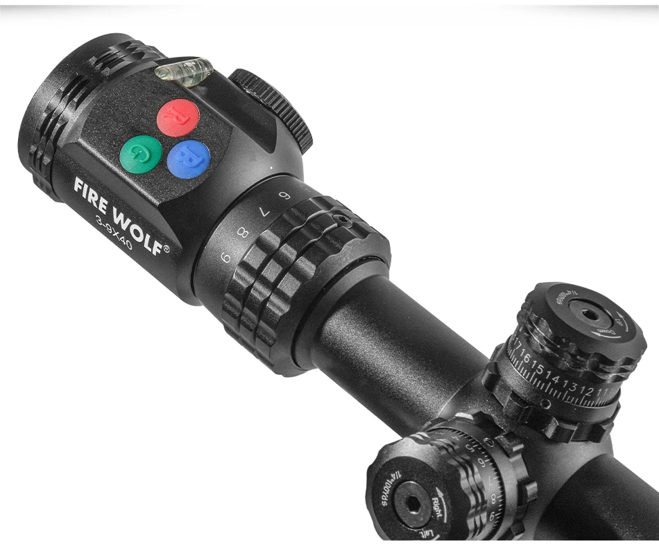 FIRE WOLF 3-9X40 Riflescope Tactical Optical Rifle Scope RGB Button ...