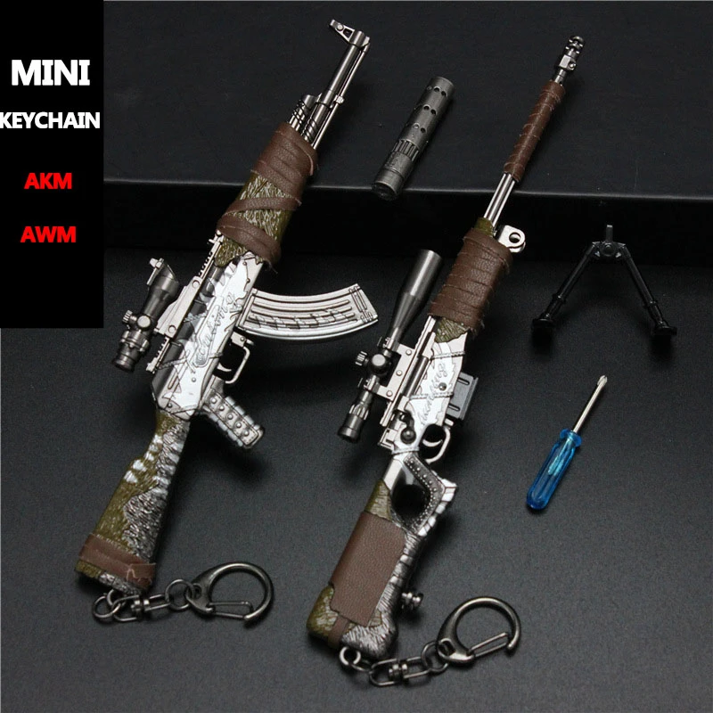 1PC 1:3 Mini AKM AWM Gun Pistole Spielzeug Miniatur Modell Keychain ...