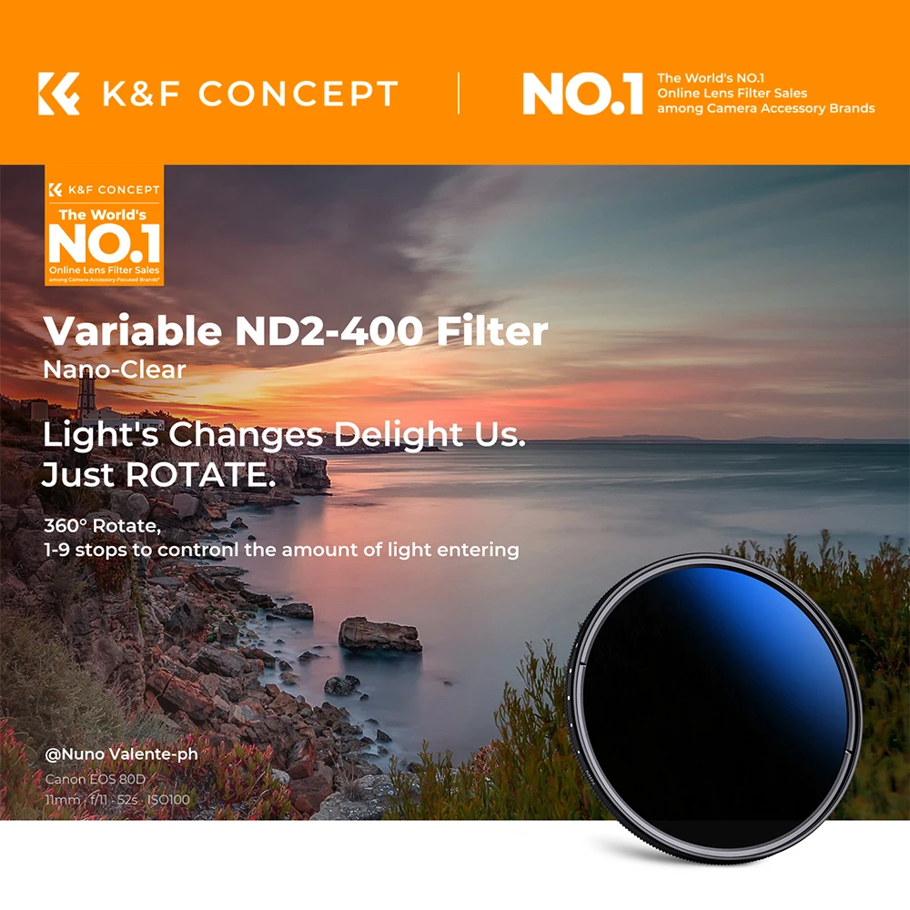 Filtro ND variable K&F CONCEPT Nano-C ND2-400, filtro ND HD ultrafino ...