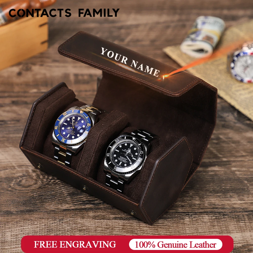 CONTACT-S-FAMILY-Genuine-Leather-Watch-Storage-Case-Portable-Travel ...
