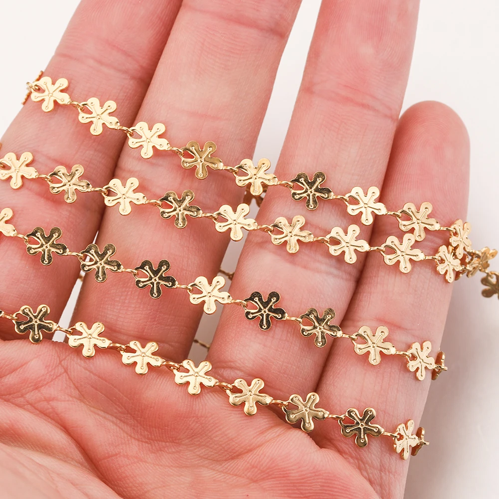 1M-Gold-Plate-Five-Petal-Flower-Chain-Stainless-Steel-Link-Roll-Chains ...