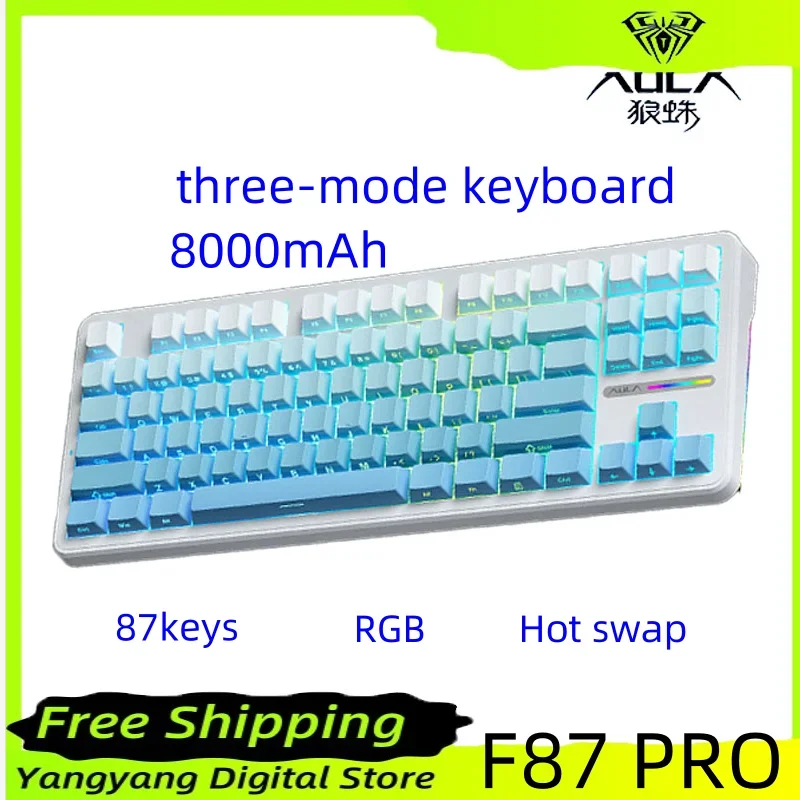 AULA-F87Pro-wireless-three-mode-mechanical-keyboard-RGB-backlight-PBT ...