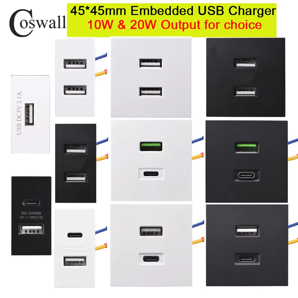 Coswall-Wall-Dual-USB-Socket-Type-A-Type-C-Dual-USB-20W-Fast-Charger-PD ...