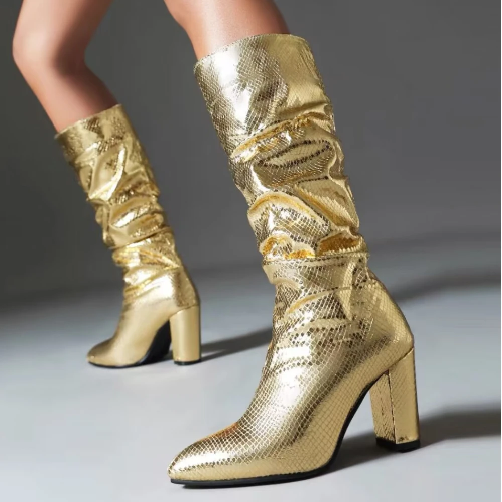 Botas-vaqueras-plateadas-para-mujer-zapatos-informales-de-marca-de-lujo ...