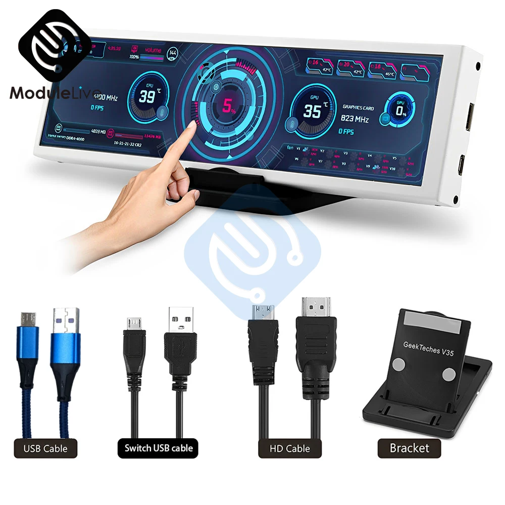 8.8 Inch Long Strip Lcd Screen 1920x480 Resolution Ips Display Screen ...