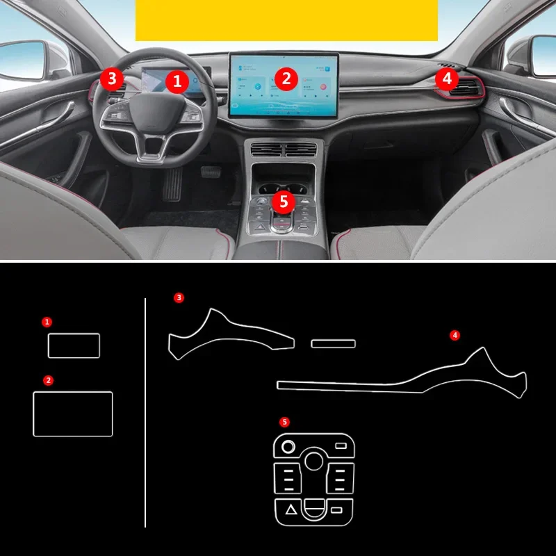 TPU-Transparent-Film-for-BYD-Destroyer-05-DM-i-2022-2023-Car-Interior ...