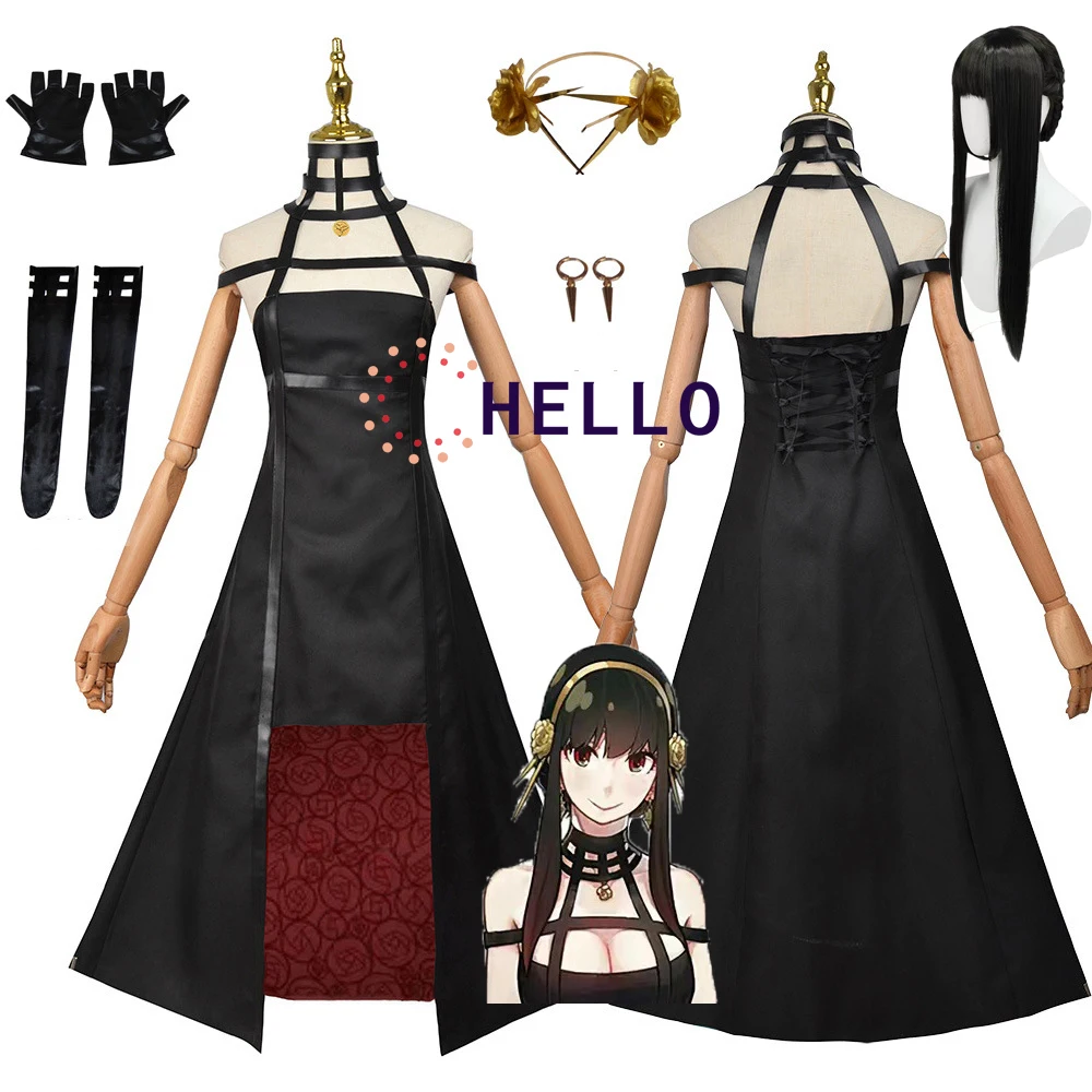 Anime-Spy-X-Family-Yor-Forger-Cosplay-Wig-Dress-Suit-Assassin-Gothic ...