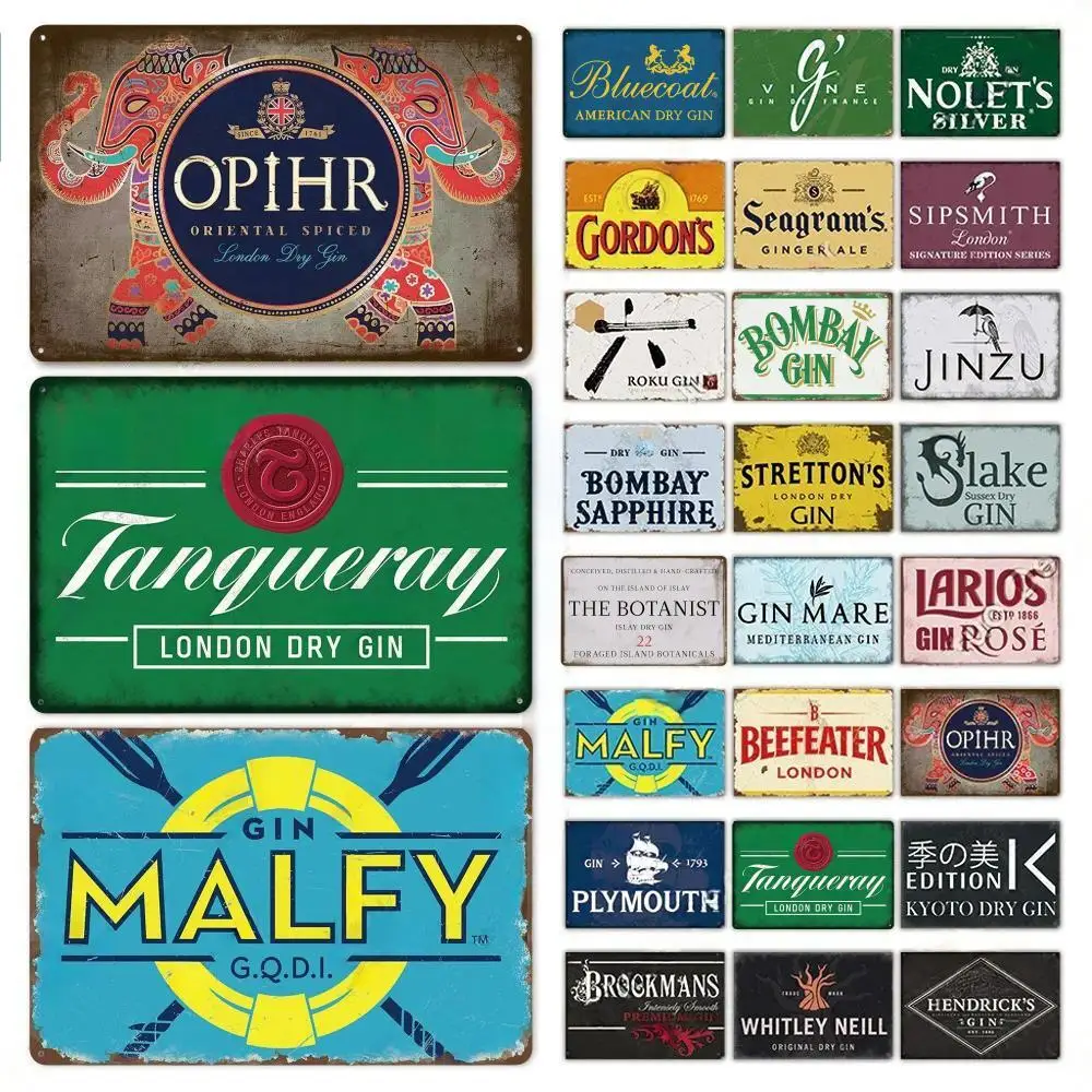 Vintage-Classic-Gin-Metal-Sign-Wine-Tin-Sign-Decoration-Alcohol-Sign ...