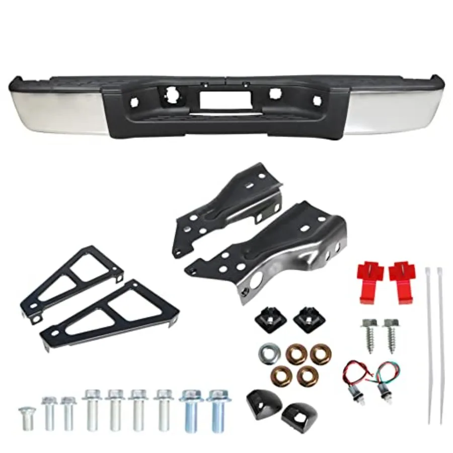 Chrome Rear Steel Bumper Replacement for Chevy Silverado 1500 Sierra ...