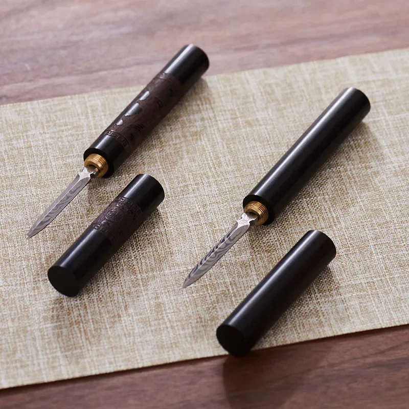 Tea-Knife-Needle-Pick-Stainless-Ebony-Chinese-Puer-Tea-Needle-Cutter ...