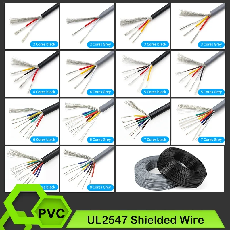 1/3M UL2547 Shielded Wire 30 28 26 24 22 20 18AWG Channel Audio 2 3 4 5 ...