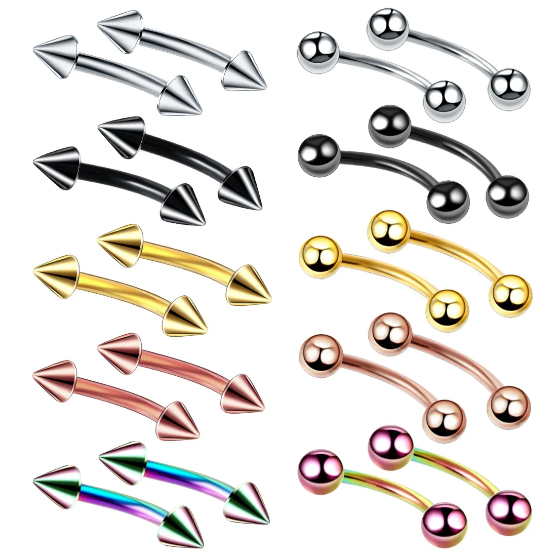 2PC-Titanium-Eyebrow-Banana-Piercing-Ring-Curved-Barbell-Lip-Ring-Snug ...