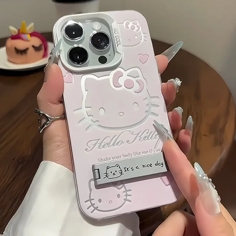 Luxury-Pink-Hello-Kitty-With-Bracket-Phone-Case-For-iPhone-16-15-14-13 ...