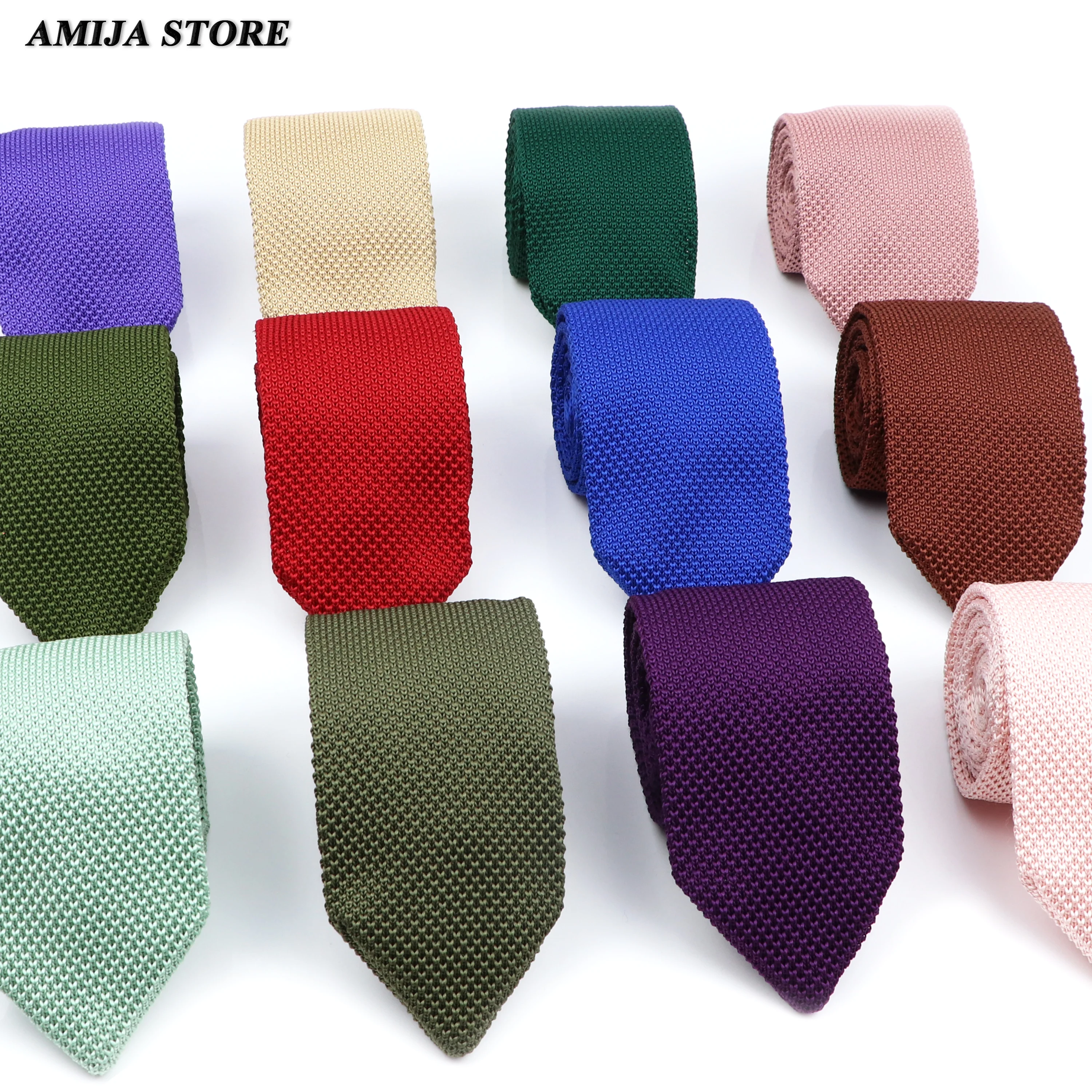Colourful-Men-s-Knitted-Tie-Solid-Color-Tie-Skinny-Narrow-7CM-Knit-Warm ...