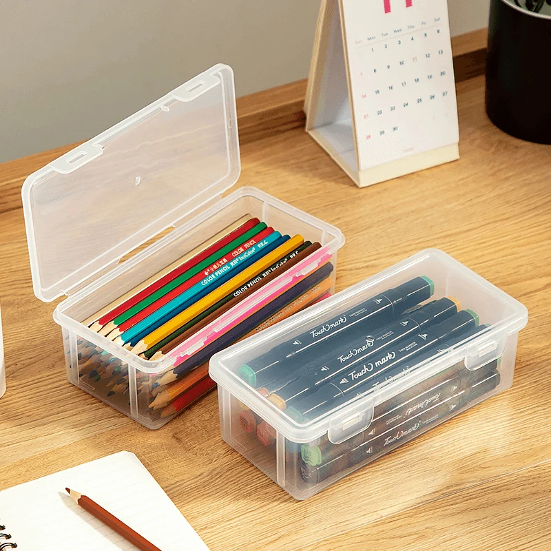 1Pc-Simple-Plastic-Pencil-Cases-Transparent-Rectangle-Storage-Box ...