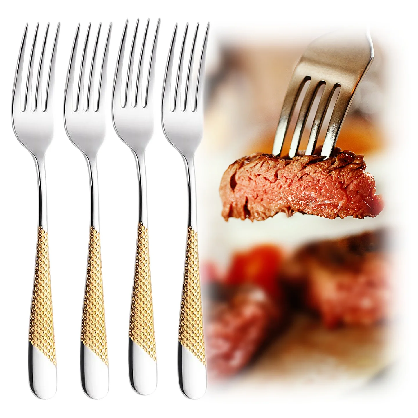7-95-Food-Grade-18-10-Steel-Luxury-Gold-Plated-Dinner-Forks-Set ...