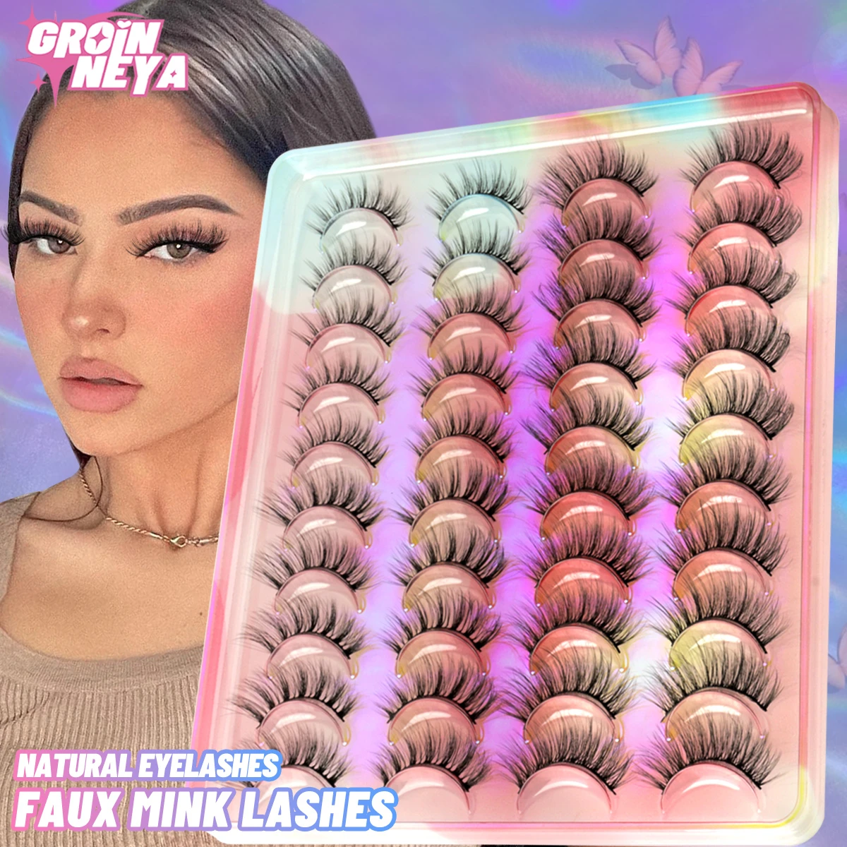 Groinneya 20 Pairs Eyelashes Natural False Lashes 3d Manga Lashes Y2k ...