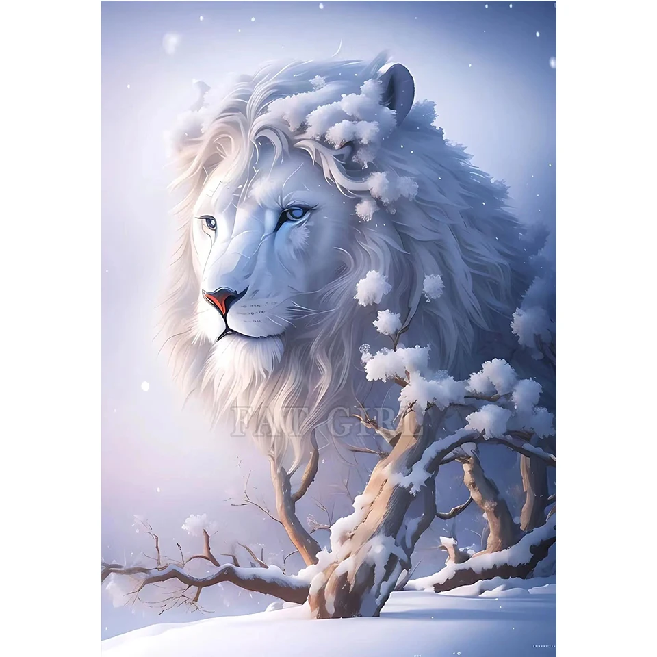 Blue Square With White Lion Logo