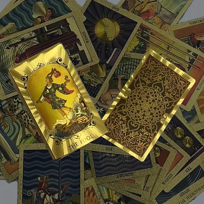 Golden-Tarot-cards-deck-78-gold-foil-tarot-cards-with-instruction ...
