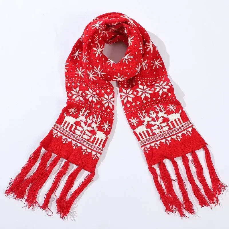 1pc-Christmas-Red-Scarves-Cartoon-Reindeer-Snowflake-Warm-Scarf-Man-and ...
