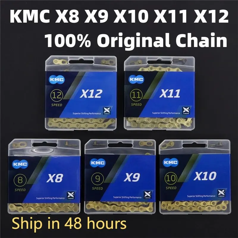 KMC X8 X9 X10 X11 X12 Ti-N Gold Bicycle Chain Road MTB Bike 8 9 10 11 12-Speed 116L 118L 126L ...