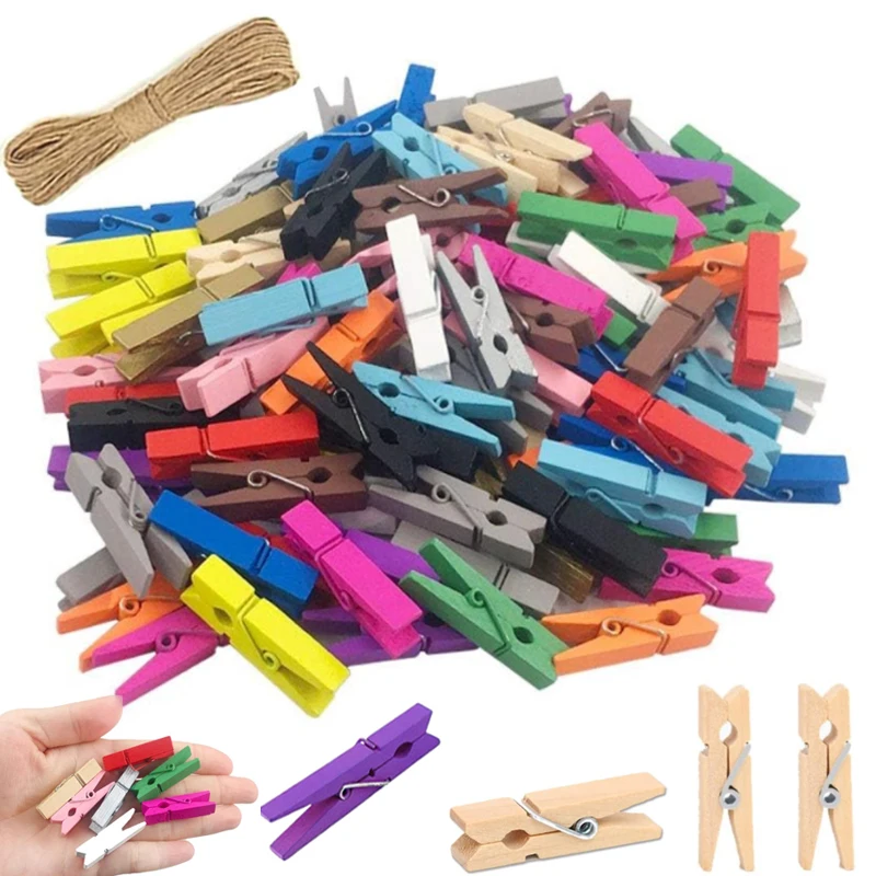 25mm-Natural-Wooden-Colored-Photo-Mini-Clips-Memo-Paper-Peg-Clothespin ...