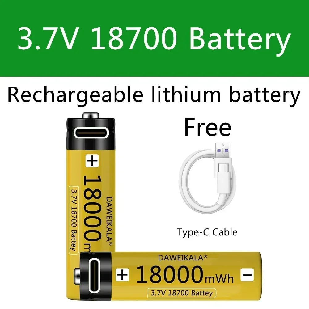 18650-Battery-USB-Type-C-18700-3-7V-18000mWh-USB-Rechargeable-Li-ion ...