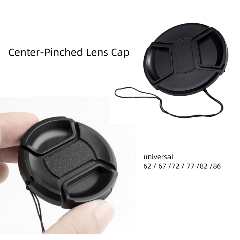 Camera Lens Cap Holder 62mm/67mm/72mm/77mm/82mm/86mm Center Pinch Snap-on Cap Cover Lens Cap ...
