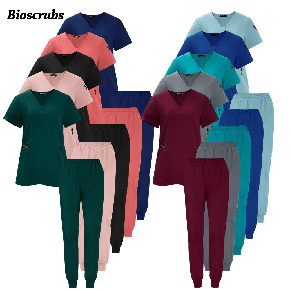 Scrubs Medical Uniforms Women Men Dentist Hospital V-Neck Pockets ...
